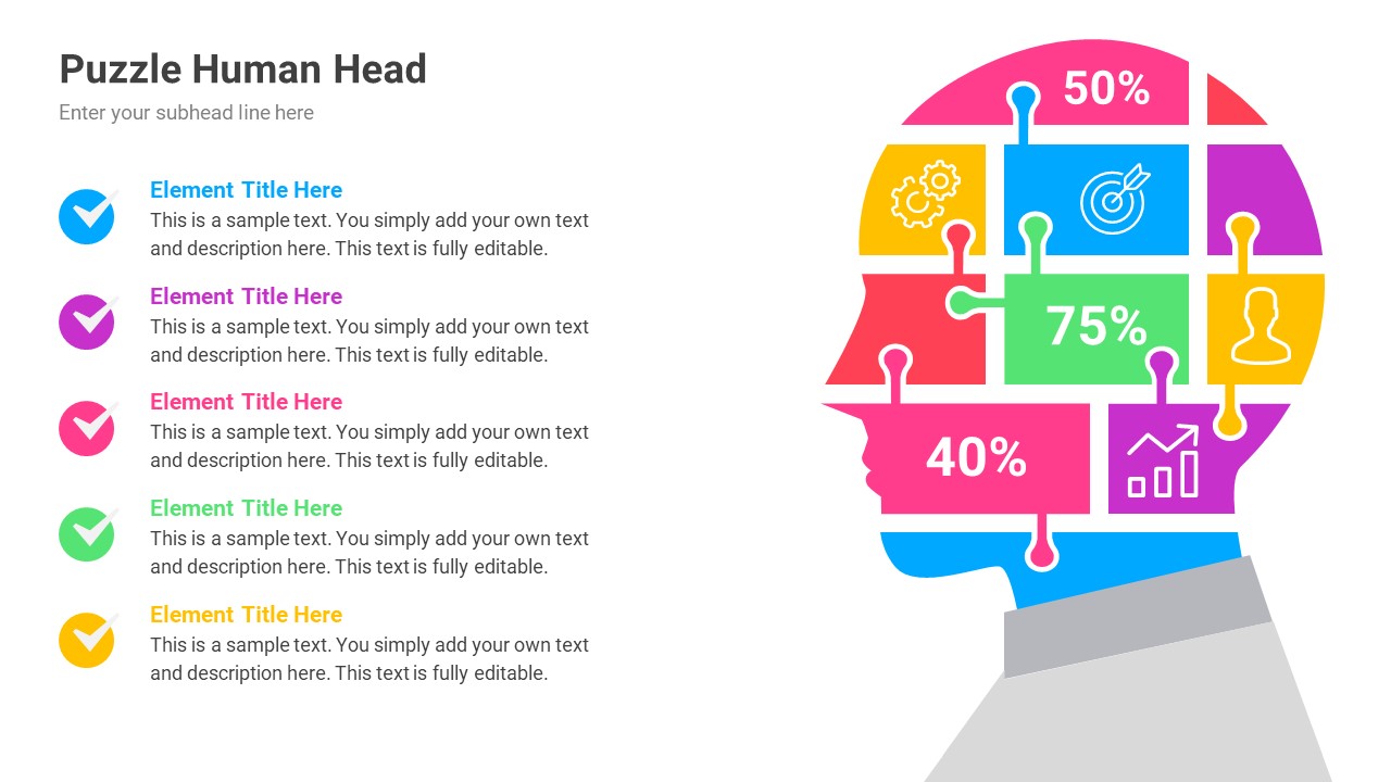 Human Head Infographics PowerPoint Template Designs, Presentation Templates