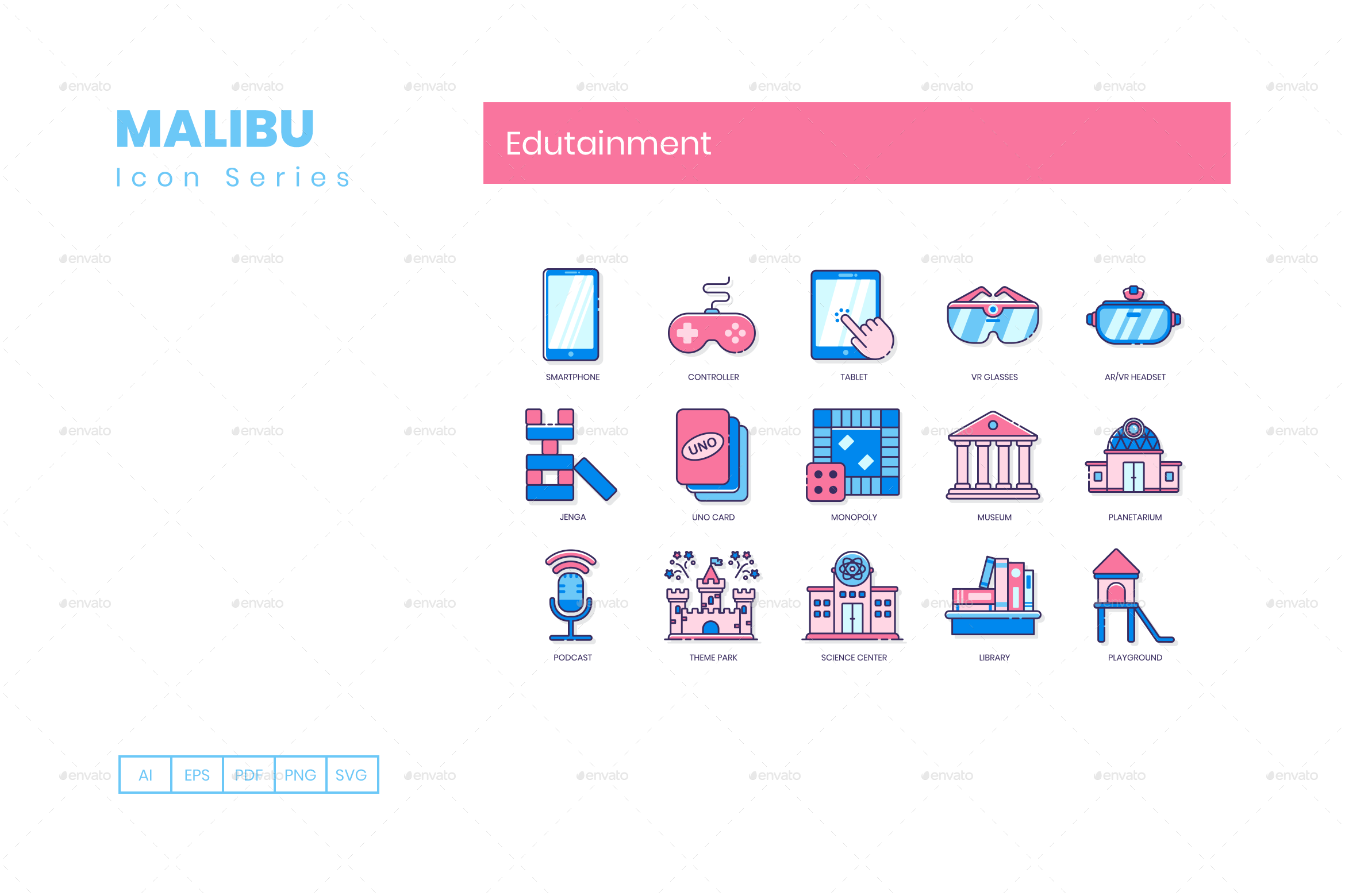 65 Edutainment Icons | Malibu Series, Icons | GraphicRiver