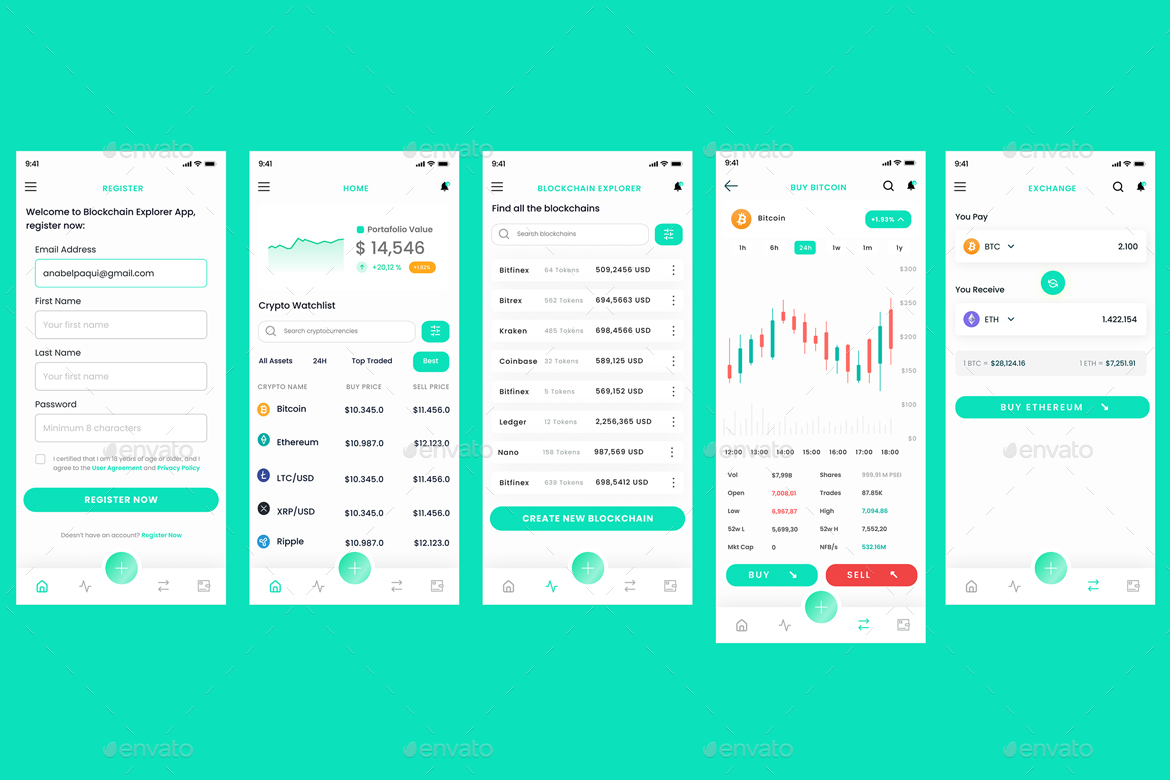 Blockchain Explorer & Cryptocurrency Exchange App, Web Elements | GraphicRiver