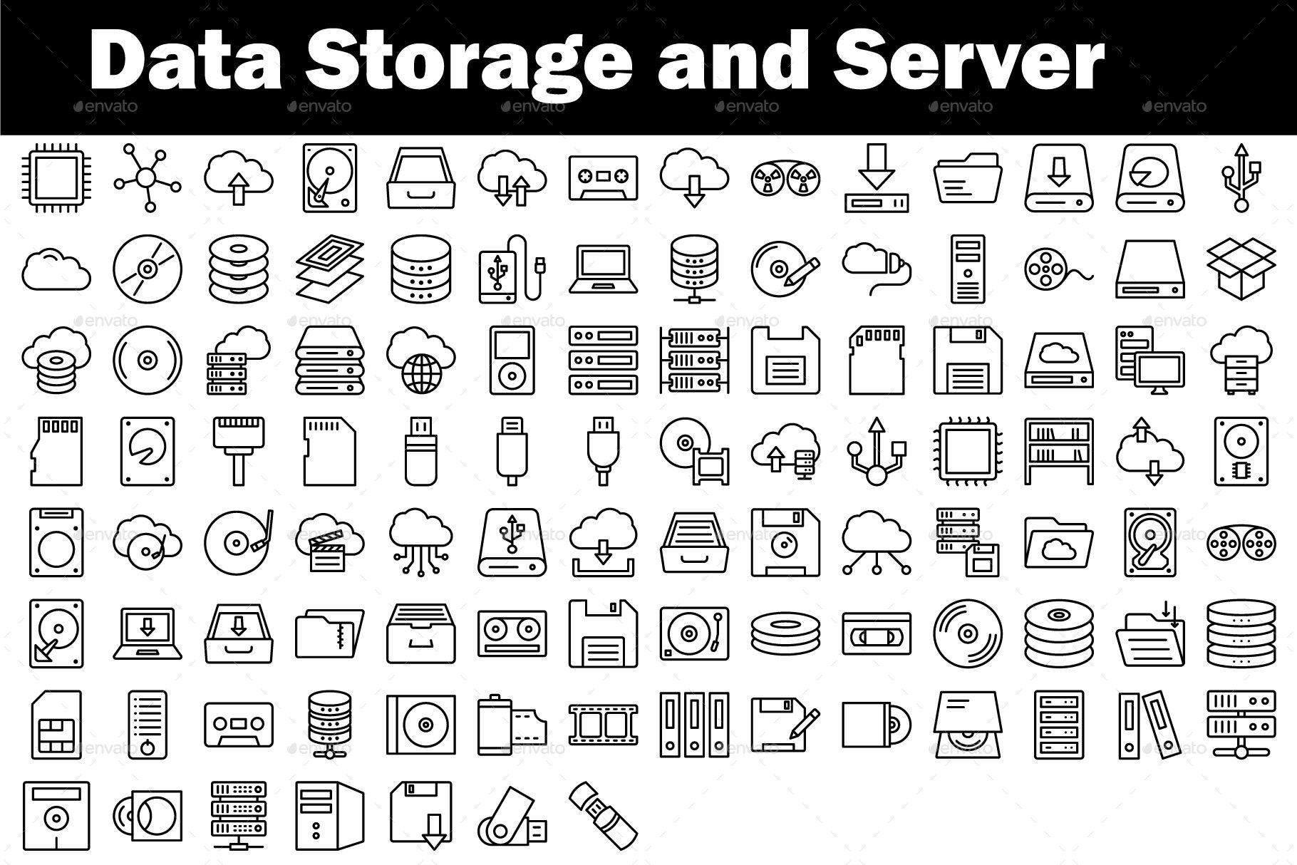 Data Storage and Server Vector Icon Pack, Icons | GraphicRiver