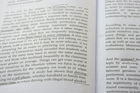 Right technique to use underline technique in a book. Stock Photo by ...