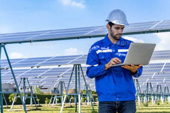 Electrical engineers are examining the working conditions of many solar ...