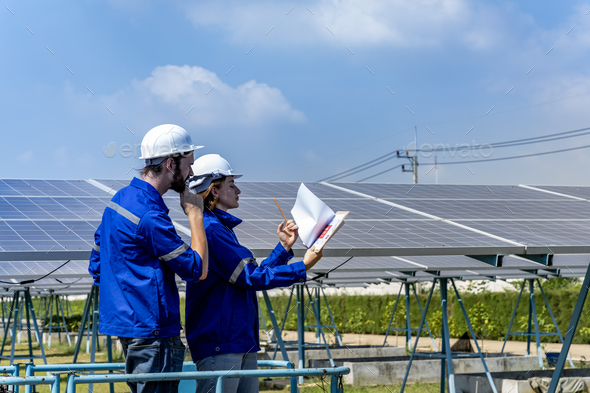 Electrical engineers are examining the working conditions of many solar ...