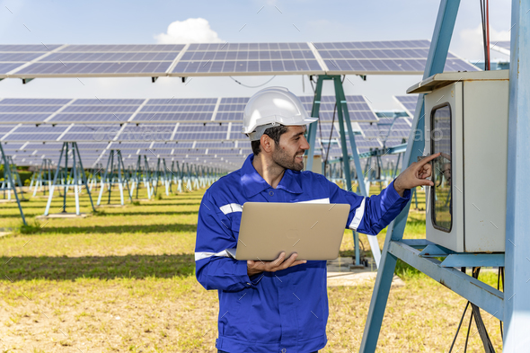 Electrical engineers are examining the working conditions of many solar ...