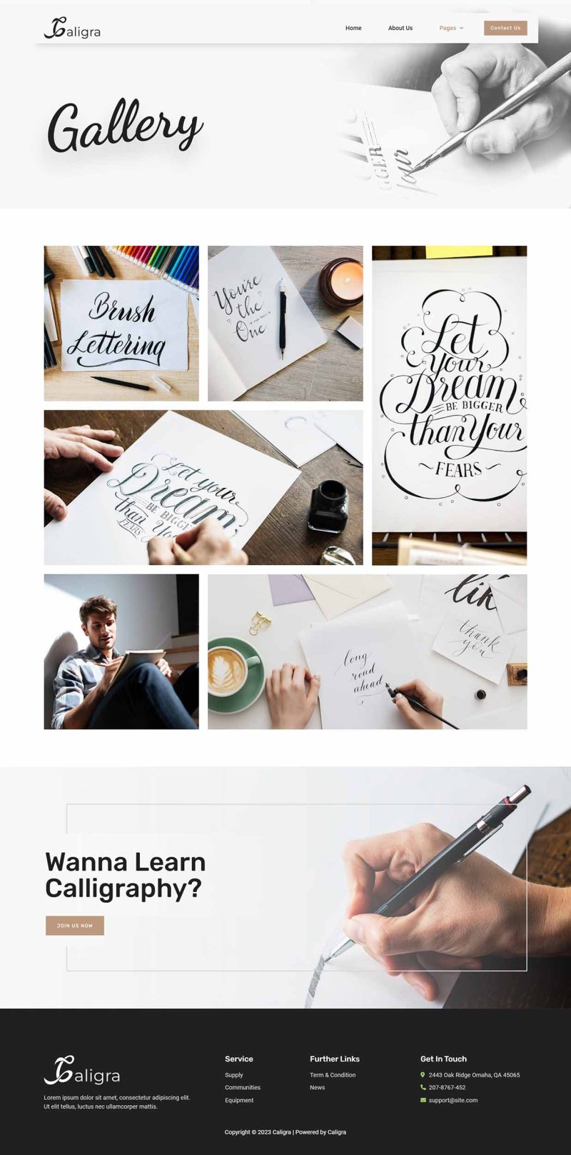 Caligra - Calligraphy & Lettering Elementor Template Kit by Kitpro