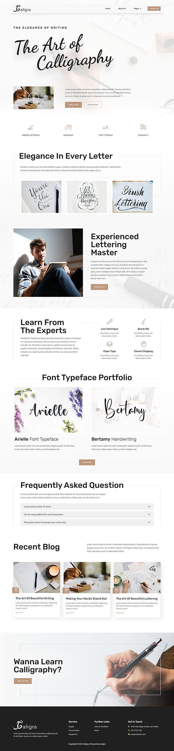 Caligra - Calligraphy & Lettering Elementor Template Kit by Kitpro