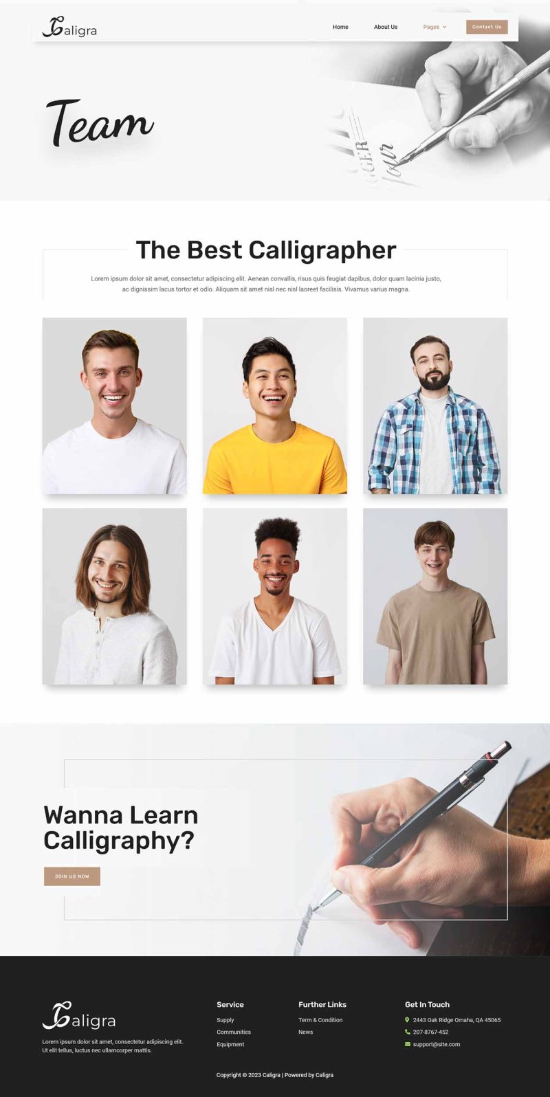 Caligra - Calligraphy & Lettering Elementor Template Kit by Kitpro