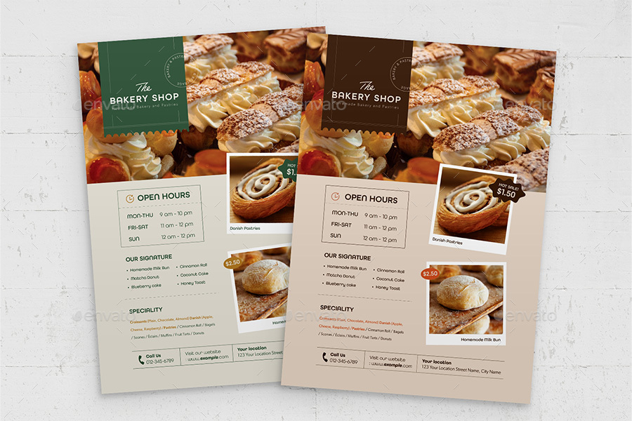 Bakery Cafe Menu Flyer Template Set, Print Templates | GraphicRiver