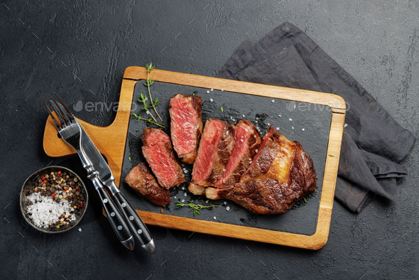 Sliced beef ribeye steak Stock Photo by karandaev | PhotoDune