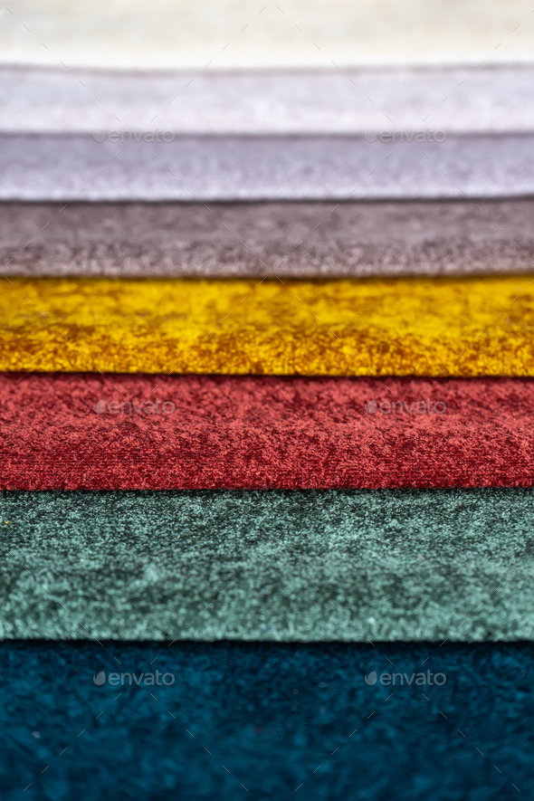 Multi Colored Set Of Upholstery Fabric Samples For Selection ...