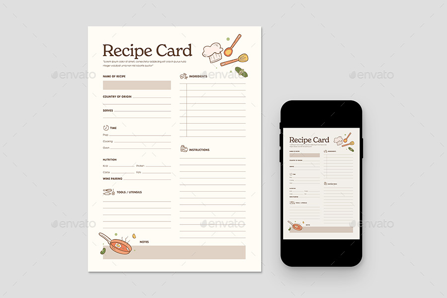 Recipe Card Template, Print Templates | GraphicRiver