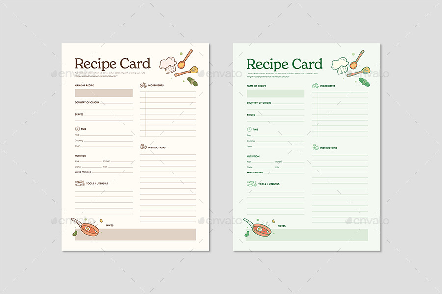Recipe Card Template, Print Templates | GraphicRiver
