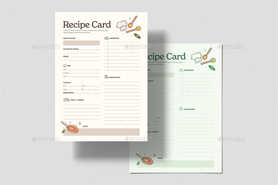 Recipe Card Template, Print Templates | GraphicRiver