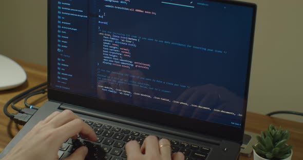 Closeup Coding on Screen, Man Hands Coding Html and Programming on ...