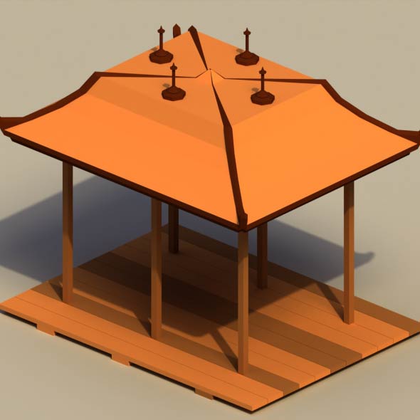 Low Poly Japanese Dais by berkerdag | 3DOcean