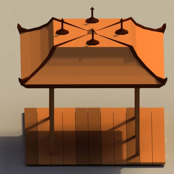 Low Poly Japanese Dais by berkerdag | 3DOcean