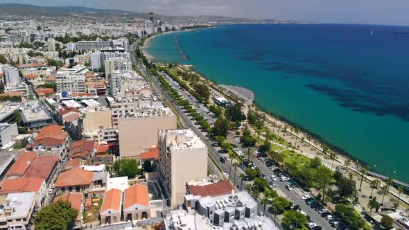 Limassol City Embankment on Sunny Day Aerial View, Stock Footage ...