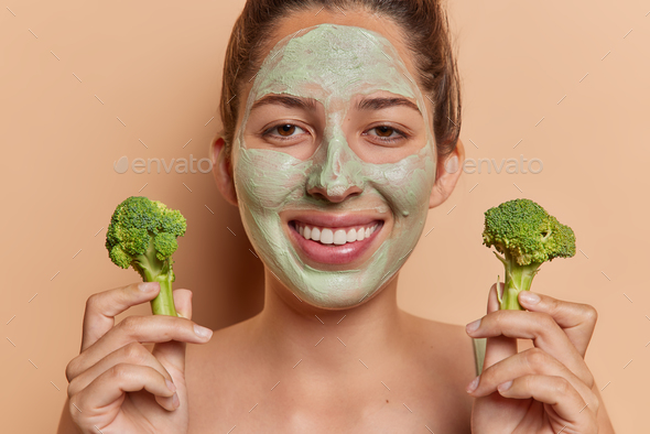 Beauty and cosmetology. Studio photo of young pretty happy smiling ...