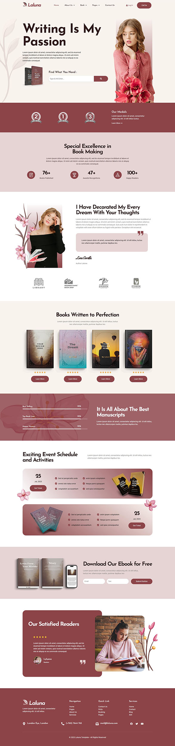 Laluna - Book Author & Writer Elementor Template Kit by Kitpro | ThemeForest