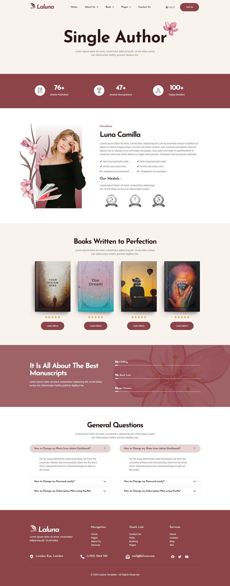 Laluna - Book Author & Writer Elementor Template Kit by Kitpro | ThemeForest