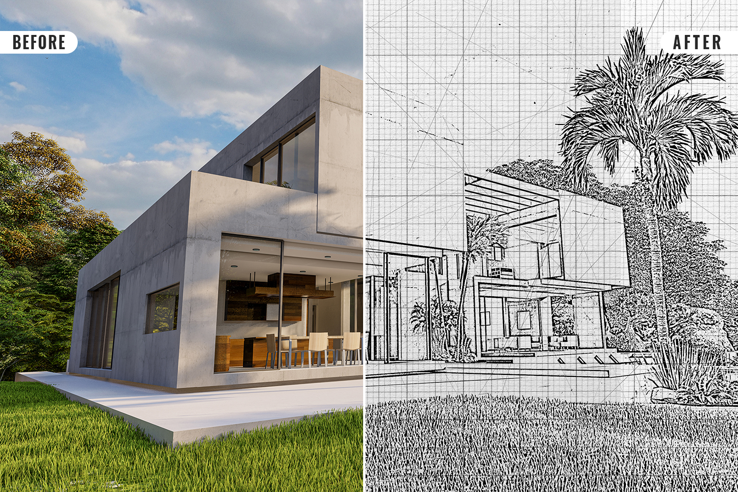 Architecture Sketch Effect, Add-ons | GraphicRiver