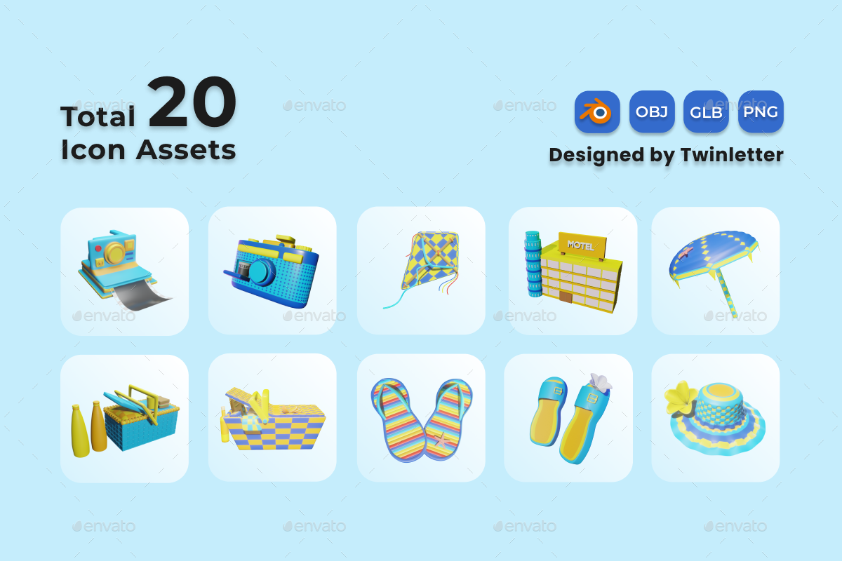 Summer 3D Icon Pack Vol 3, Graphics | GraphicRiver