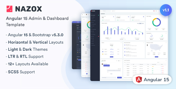 Nazox - Angular 15 Admin & Dashboard Template by themesdesign | ThemeForest
