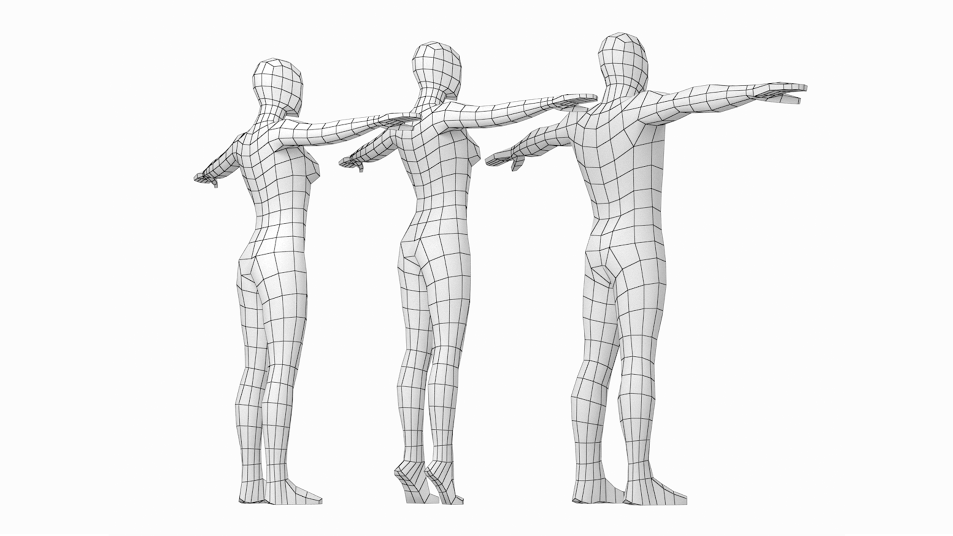 Natural Female and Male in T-Pose Base Mesh by valeriik | 3DOcean