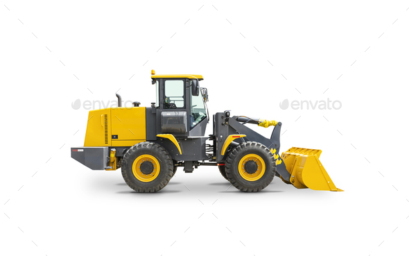 Wheel Loader Isolated on White Background Stock Photo by gargantiopa