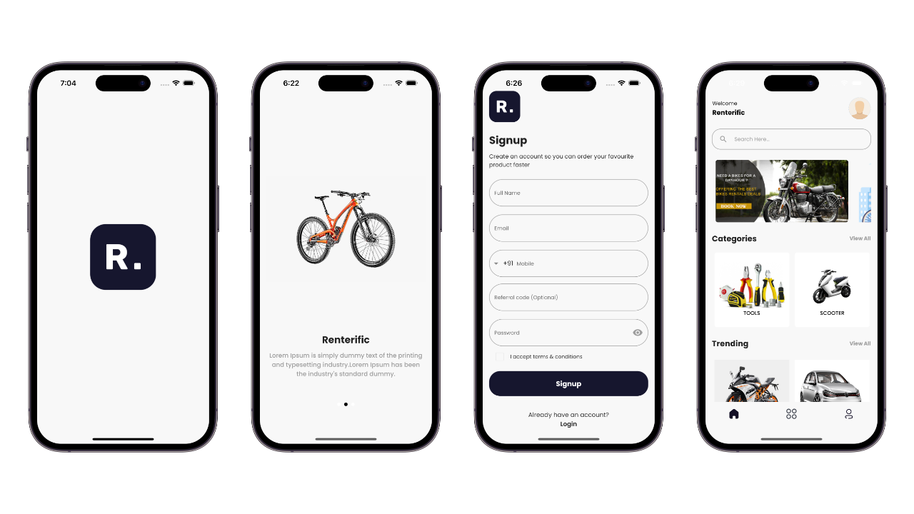 Renterific - Online Rental Platform Flutter Template by infotechgravity