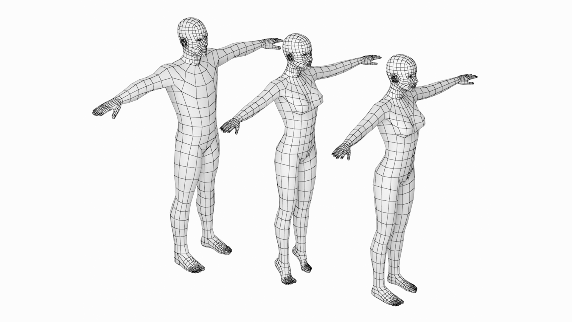 Natural Female and Male in T-Pose Base Mesh by valeriik | 3DOcean