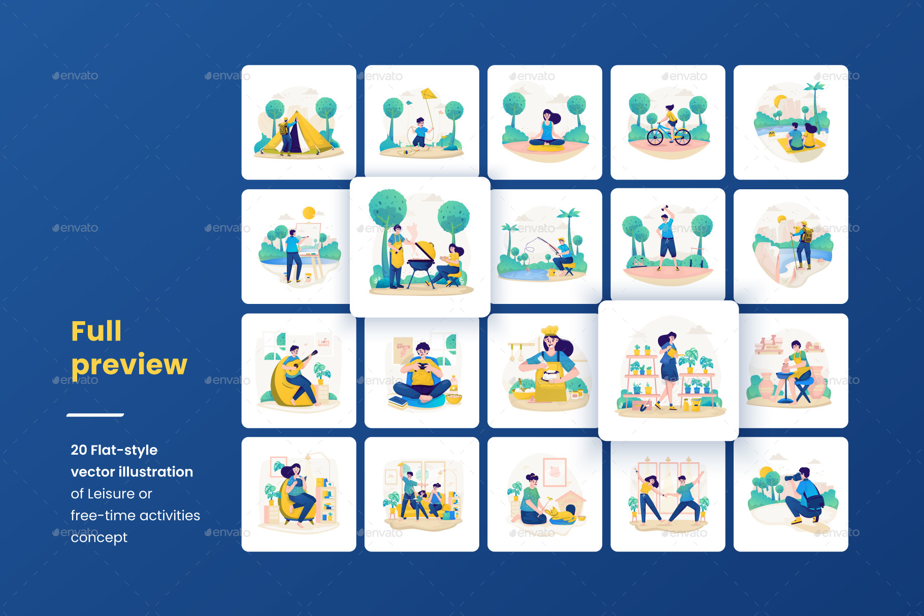 Free-time Activities Vector Illustrations, Vectors | GraphicRiver
