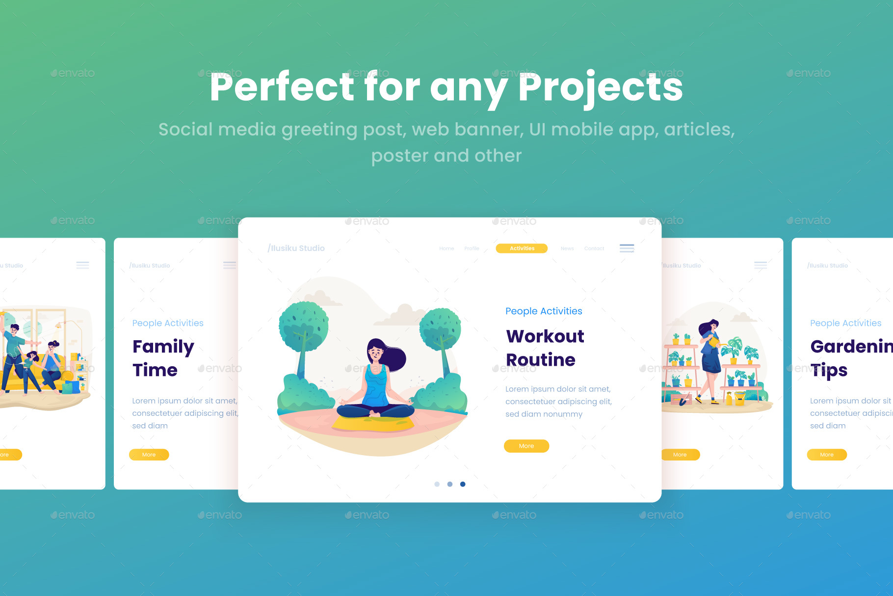 Free-time Activities Vector Illustrations, Vectors | GraphicRiver