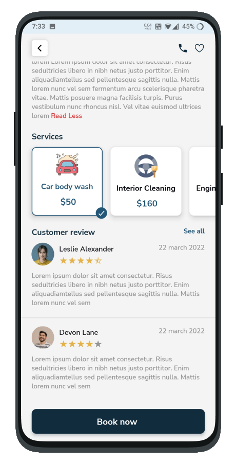 Car Service Appointment Booking App Template in React Native | Multi ...