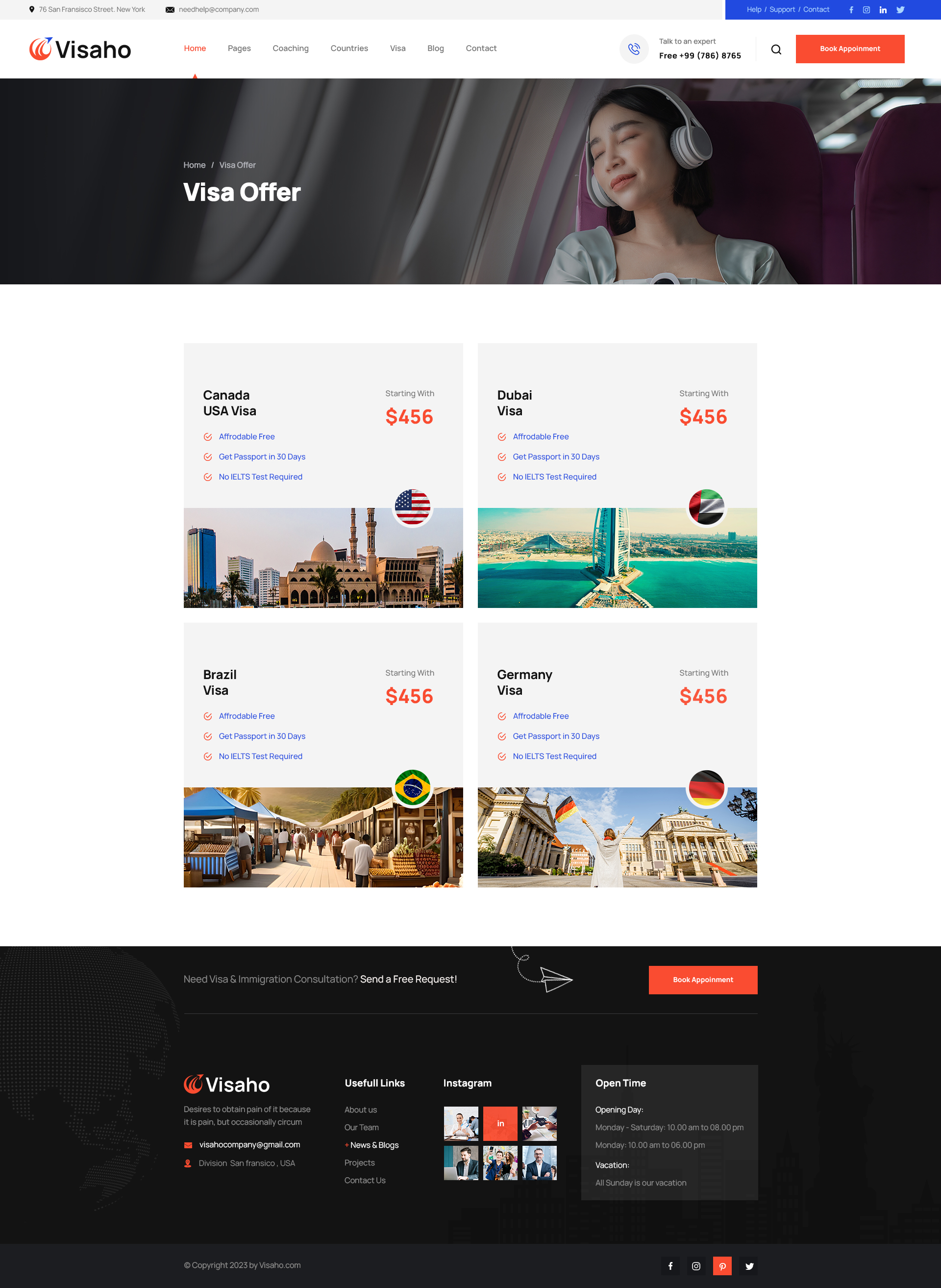 Visaho – Immigration and Visa Consulting PSD Template by AQLOVA ...