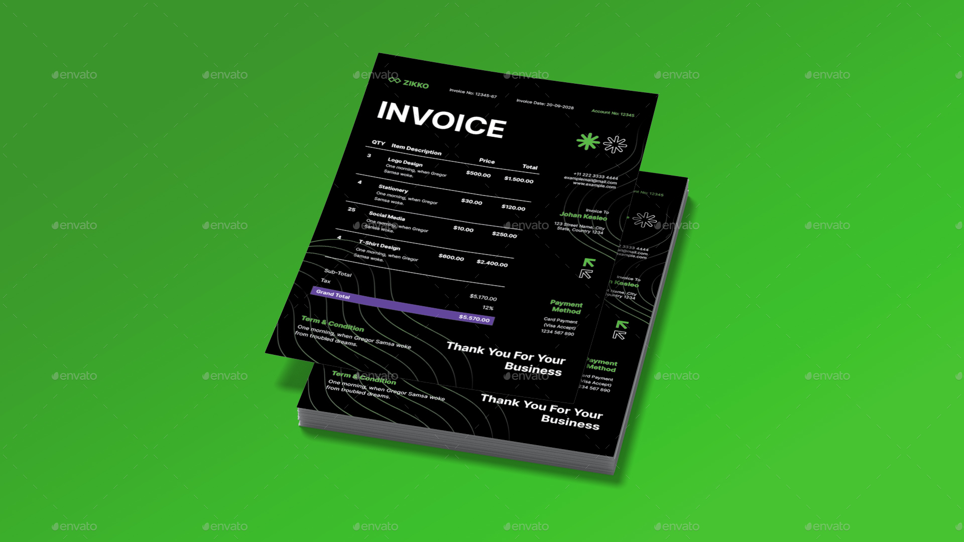 Green Modern Invoice, Print Templates | GraphicRiver