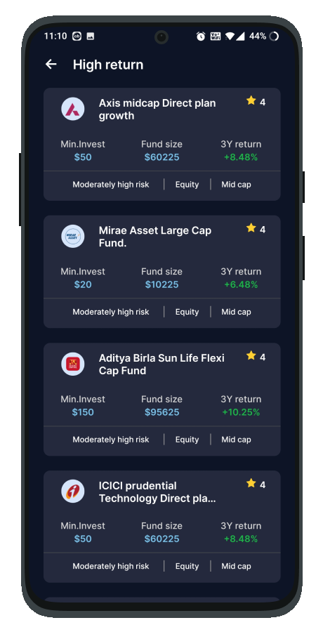 Stock & Mutual Fund Investment App Template in React Native | Multi Language by camelcasetechnology
