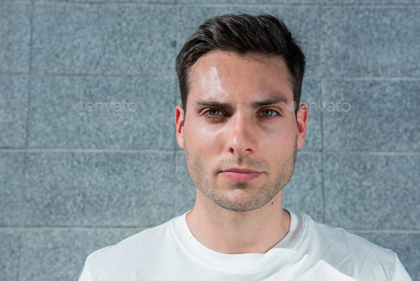 horizontal portrait handsome young man staring Stock Photo by ...