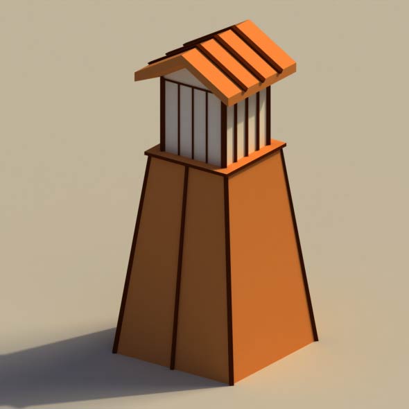 Low Poly Japanese Lamp Post by berkerdag | 3DOcean