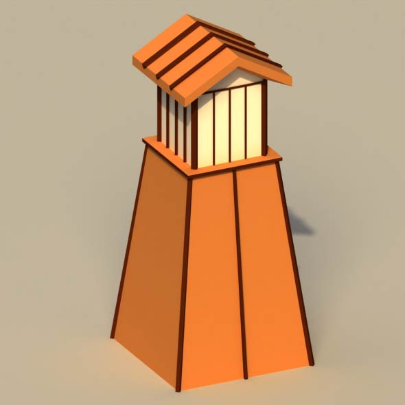 Low Poly Japanese Lamp Post by berkerdag | 3DOcean