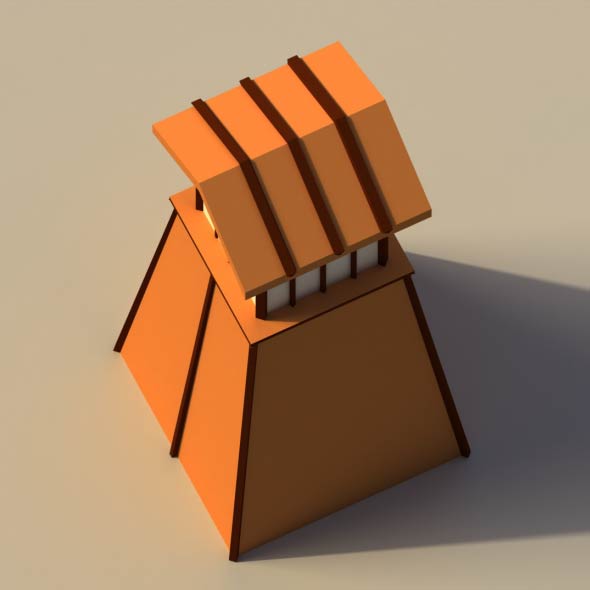 Low Poly Japanese Lamp Post by berkerdag | 3DOcean