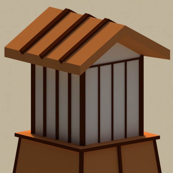 Low Poly Japanese Lamp Post by berkerdag | 3DOcean