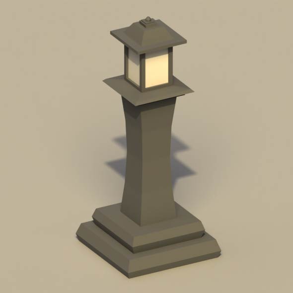 Low Poly Japanese Lamp Post 2 by berkerdag | 3DOcean