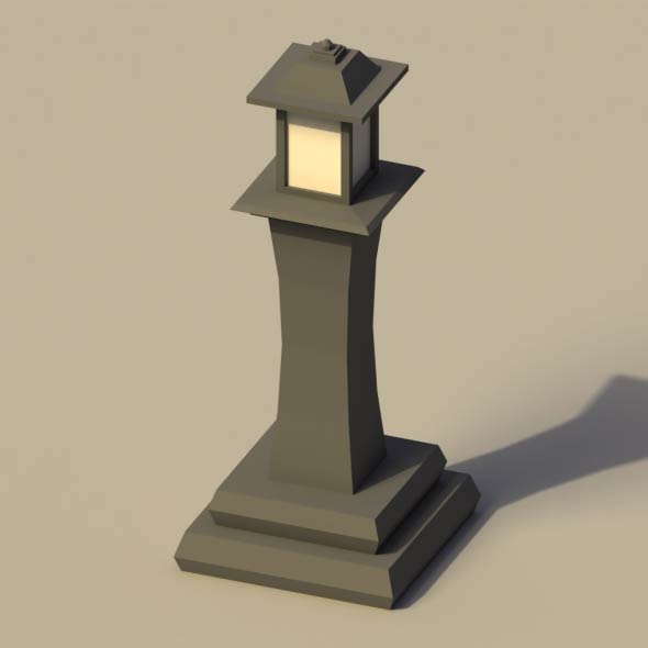 Low Poly Japanese Lamp Post 2 by berkerdag | 3DOcean