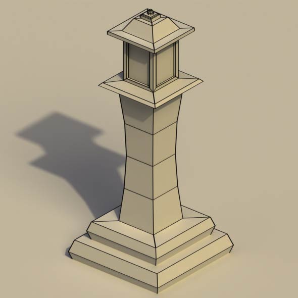 Low Poly Japanese Lamp Post 2 by berkerdag | 3DOcean