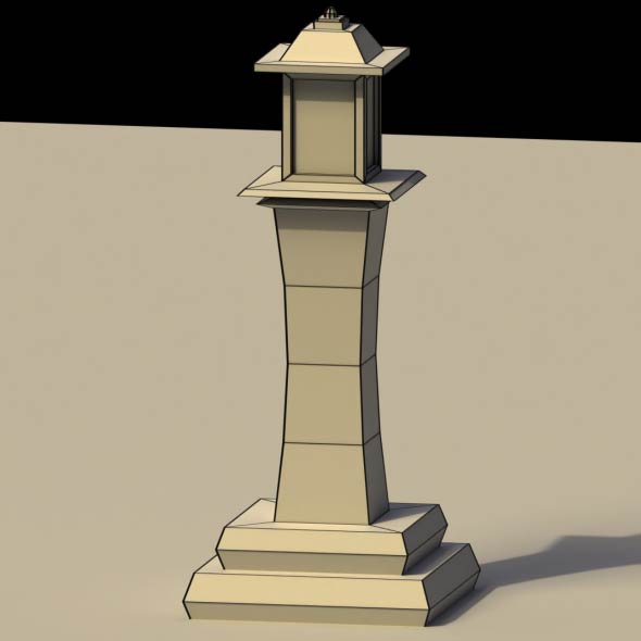 Low Poly Japanese Lamp Post 2 by berkerdag | 3DOcean