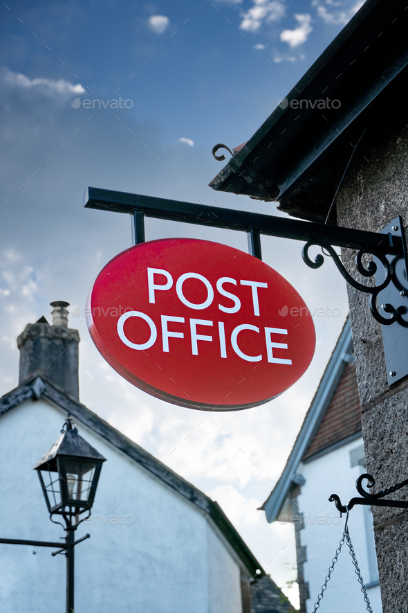 A traditional old fashioned Post Office sign in the UK Stock Photo by ...