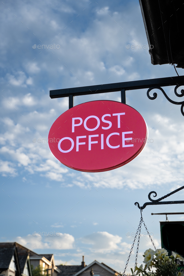 A traditional old fashioned Post Office sign in the UK Stock Photo by ...