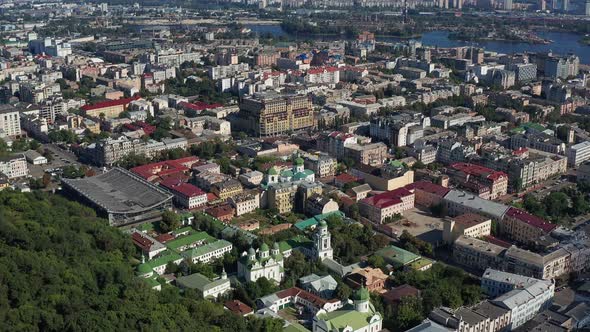 Top view of Podol. Many buildings and churches., Stock Footage | VideoHive