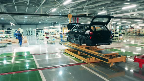 Car Assembly Line, Automobile Industry Concept, Unfinished Carcasses of ...